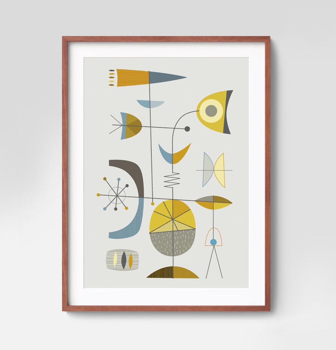 Mid Century Art Print Modernist Art Mid Mod Wall Art Modern - Etsy
