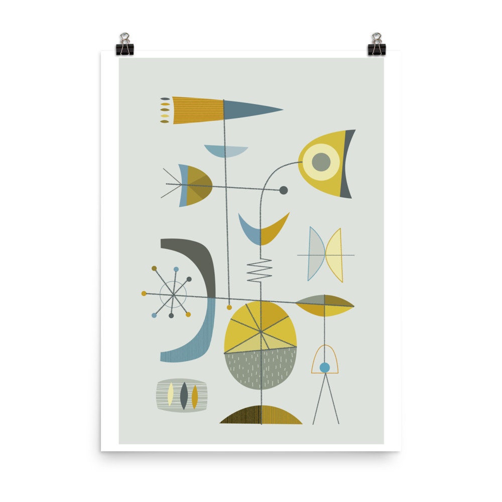Mid Century Art Print Modernist Art Mid Mod Wall Art Modern - Etsy