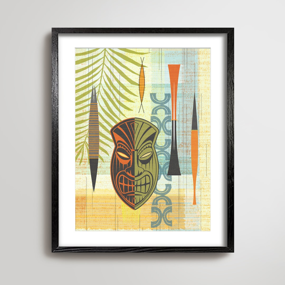 Tiki Wall Art, Mid Century Modern Wall Art, Tiki Bar Art, Polynesian ...