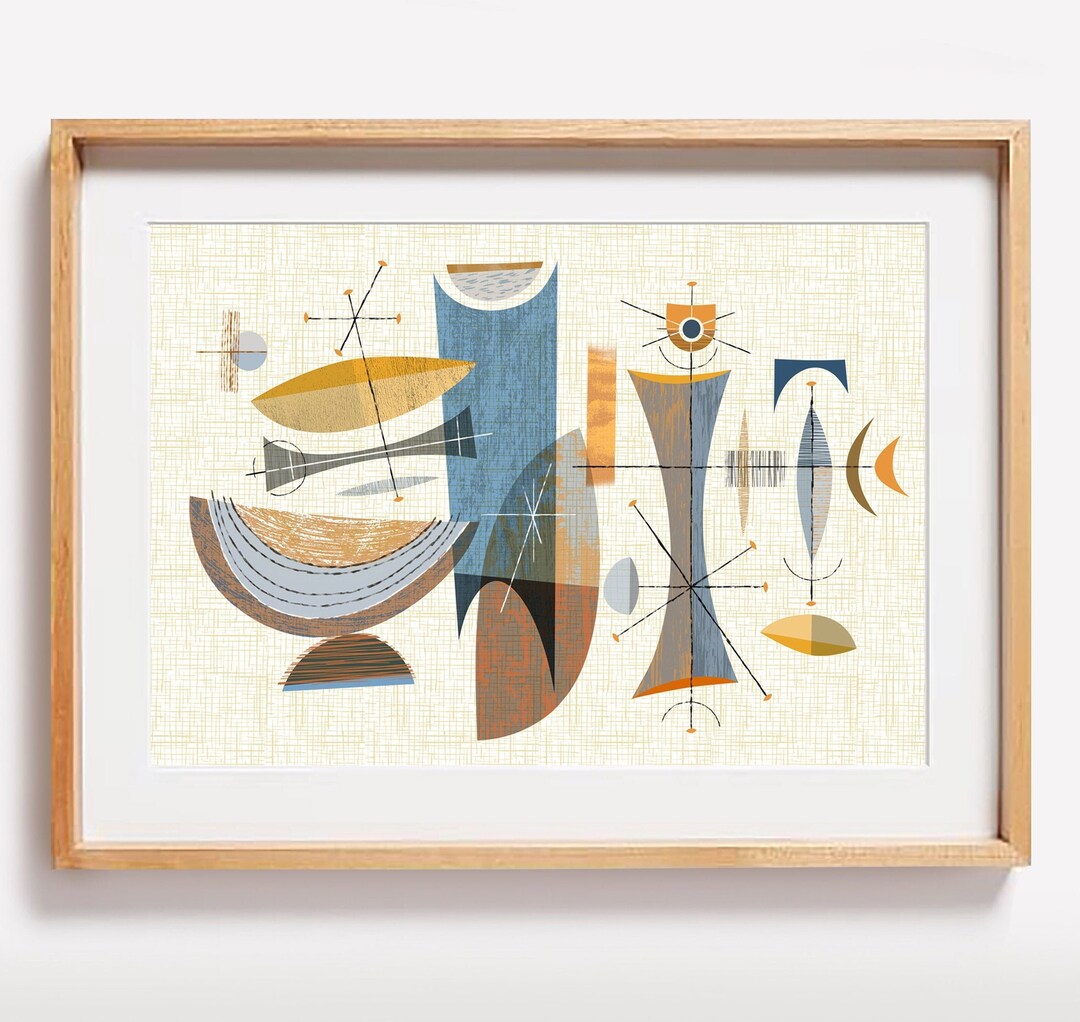 Mid Century Modern Wall Art, Mid Century Modern Art Print, Colorful ...