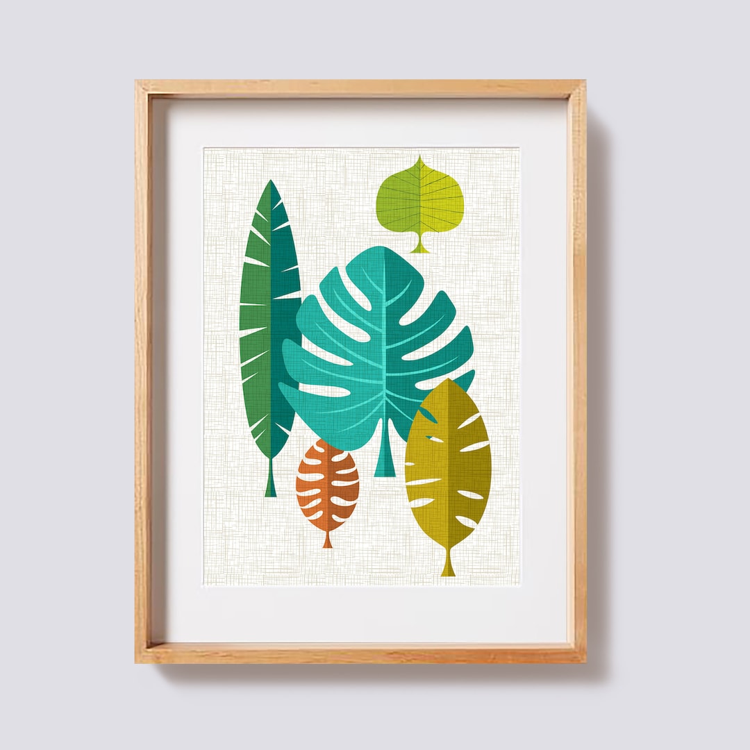 Mid Century Wall Art, Tiki Art Print, Tiki Wall Art, Tropical Botanical ...
