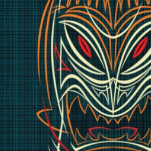 Pinstripe Tiki Head Art Print No. 3, Mid Century Modern, Tiki Lounge ...