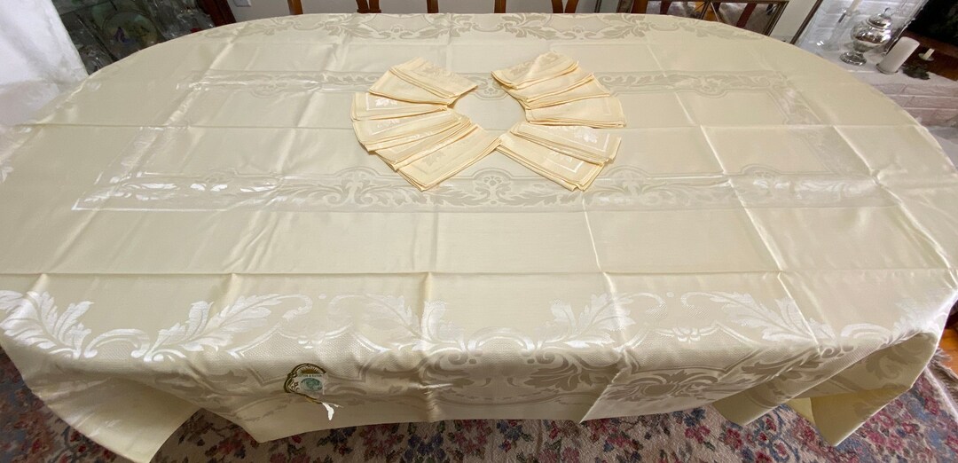 Belgian Table Linens Set Vintage YELLOW 13 Pcs 64"x104" Tablecloth and ...