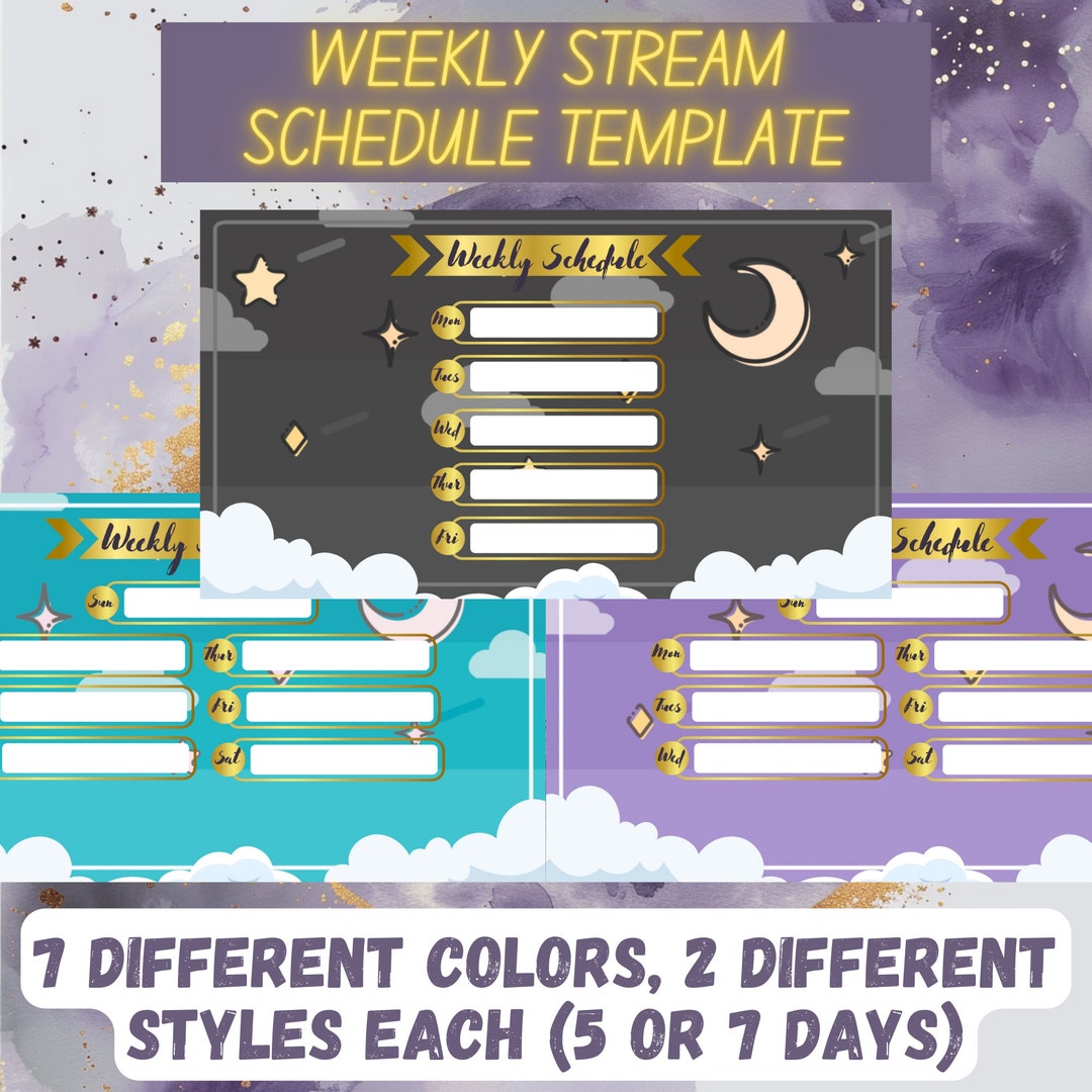 Moon Weekly Stream Schedule | Customizable Template | Editable Template ...