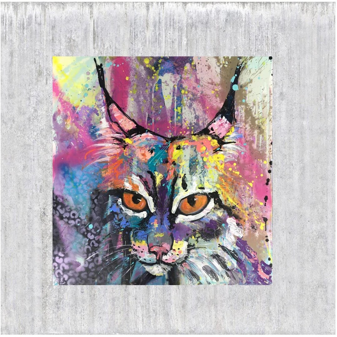 Original Picture Lynx Lynx - Graffiti Style Acrylic Painting Wild Cat ...