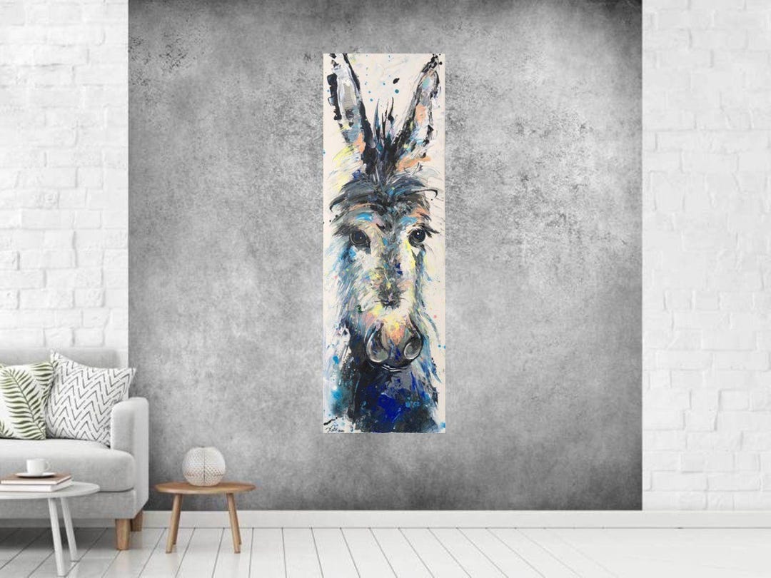 Original Picture Acrylic Painting Donkey Donkey Ia Portrait Donkey Face ...