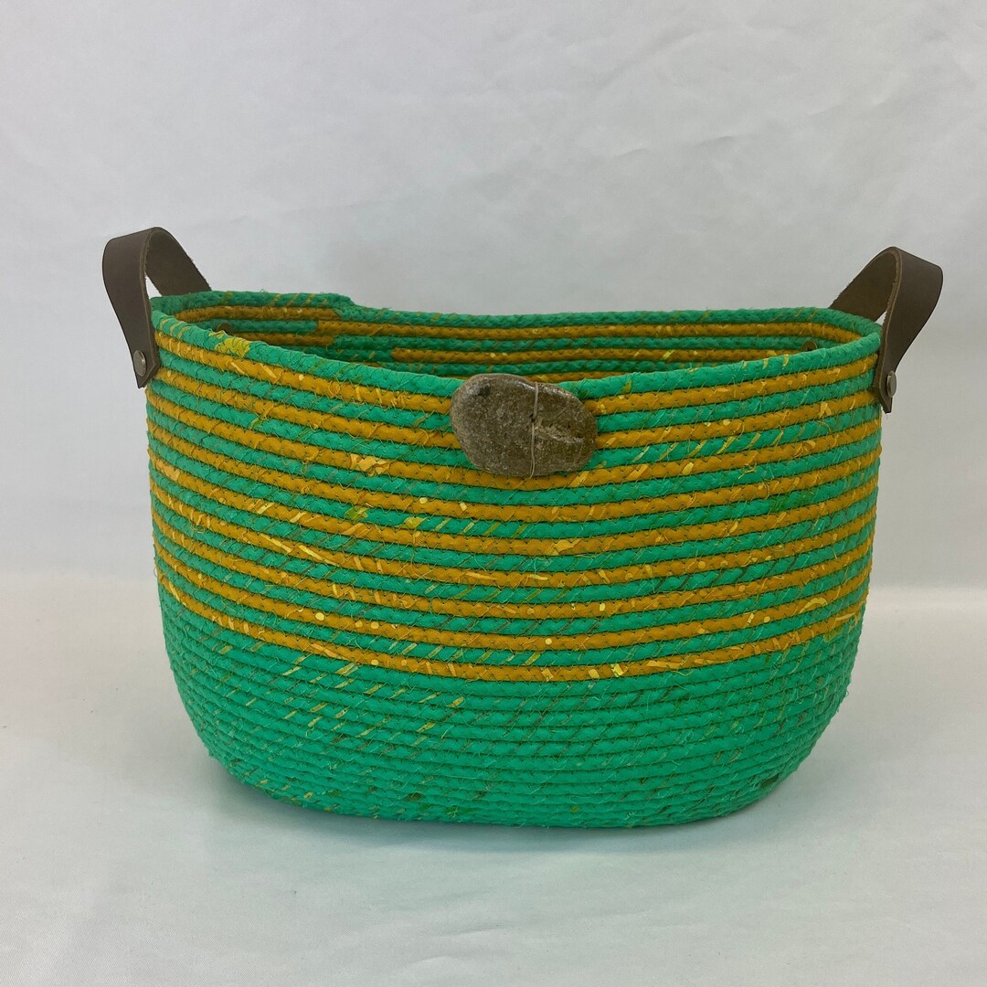 Large Coil Rope Basket Coil Fabric Basket Oval Basket - Etsy