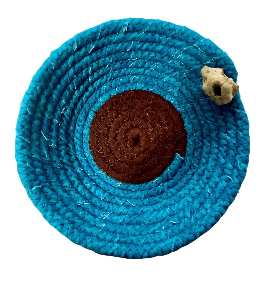 Round Mini Blue Coiled Rope Basket, Rope Bowl, Catch All, Tea Bag ...
