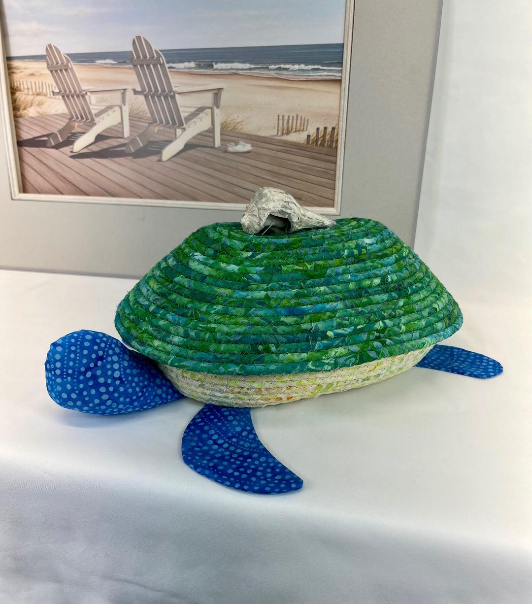 Handmade Coiled Rope Sea Turtle Basket With Lid - Etsy
