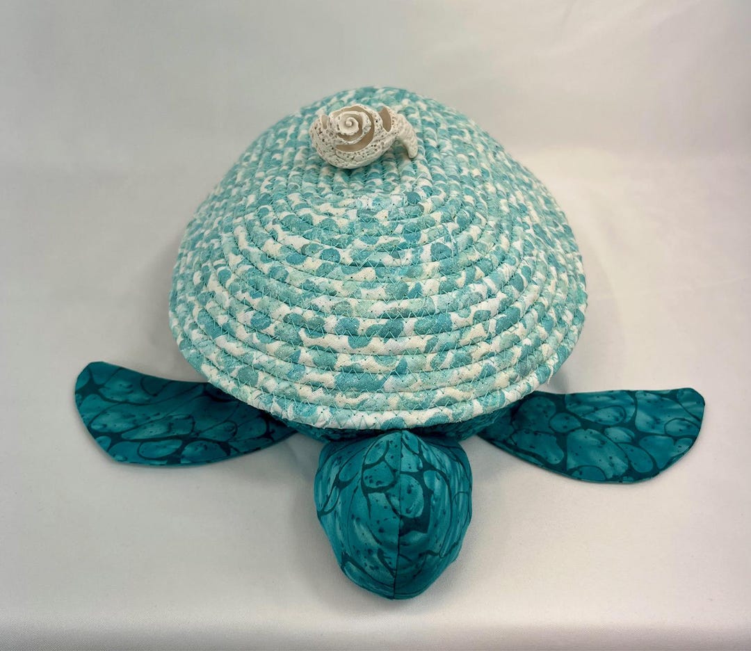 Handmade Coiled Rope Sea Turtle Basket With Lid - Etsy