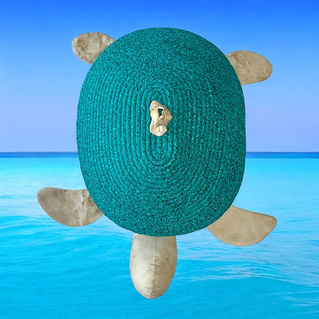 Handmade Coiled Rope Sea Turtle Basket With Lid, Beach Theme Storage ...