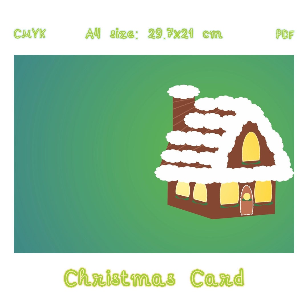 Printable Christmas Gingerbread House Greeting Card Instant Download ...