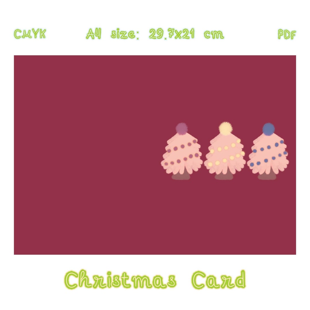 Printable Christmas Tree greeting Card Instant Download Card - Etsy