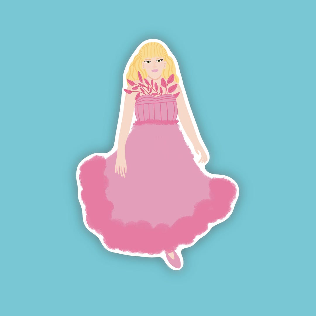 Pink Dress Spring Character Clipart Sticker Digital - Etsy
