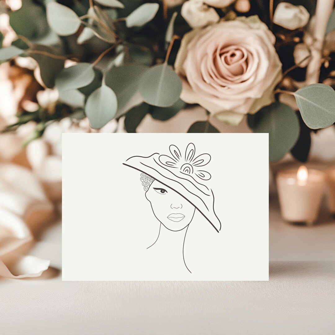 Elegant Woman With Hat Line Art Clipart - Etsy