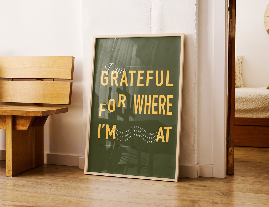 Modern Abstract Green Digital Download Print: 'grateful for Where I'm ...