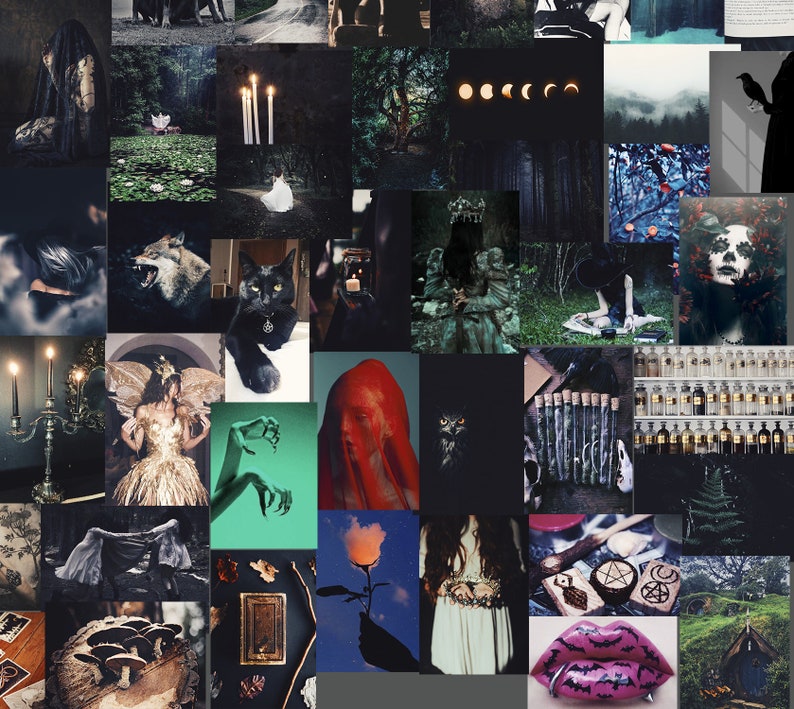 100 pcs collage kit witch goth wall hanging tezza collage | Etsy