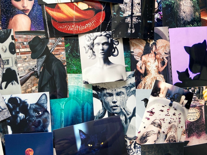 100 pcs collage kit witch goth wall hanging tezza collage | Etsy