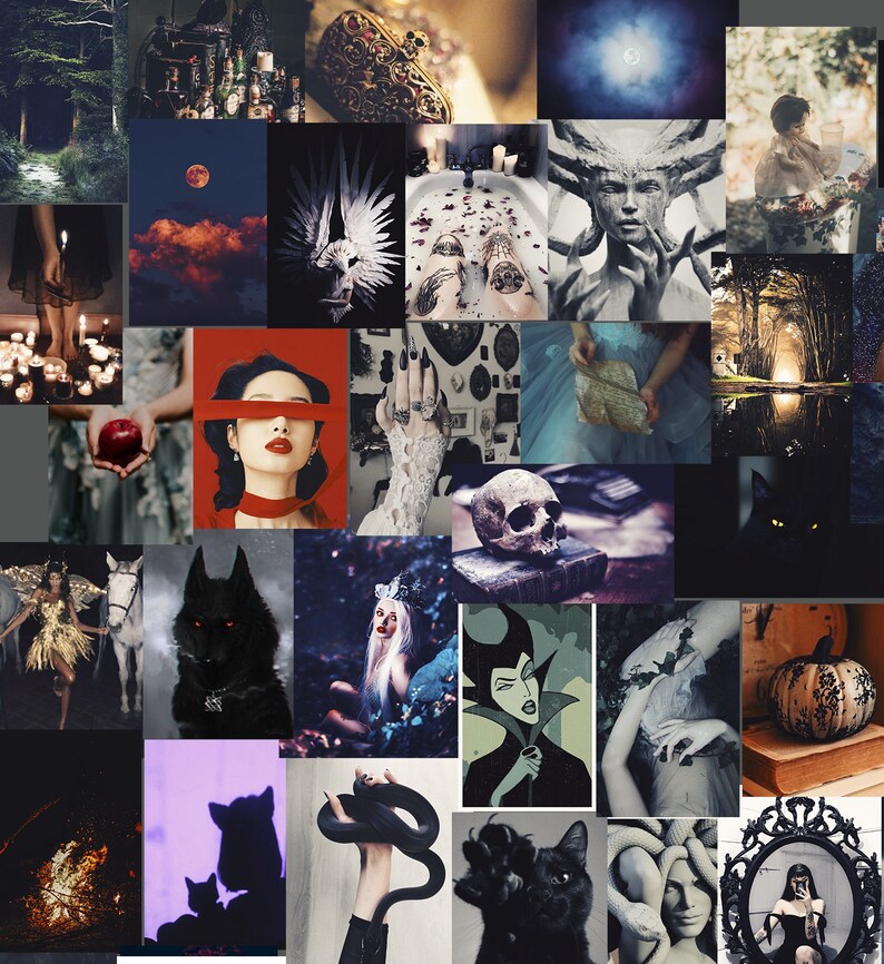 100 pcs collage kit witch goth wall hanging tezza collage | Etsy