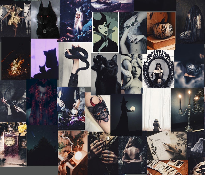 100 pcs collage kit witch goth wall hanging tezza collage | Etsy