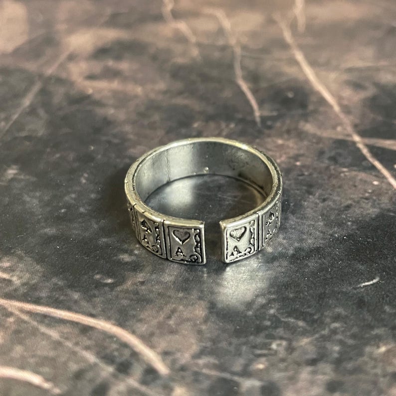 Poker Adjustable Ring, Blackjack Playing Card Jewelry, Deck Ace Spade ...