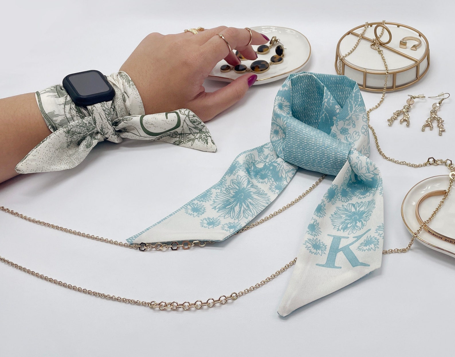 Personalized Name Initial Alphabet Wrap Scarf Band for Apple Watch ...