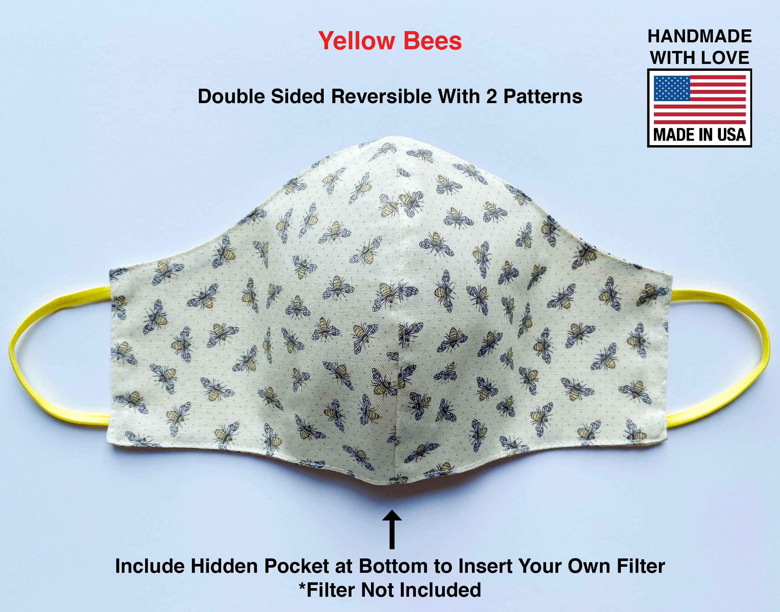 Yellow Honey Bees. Matching Adults and Kids Face Masks | Etsy