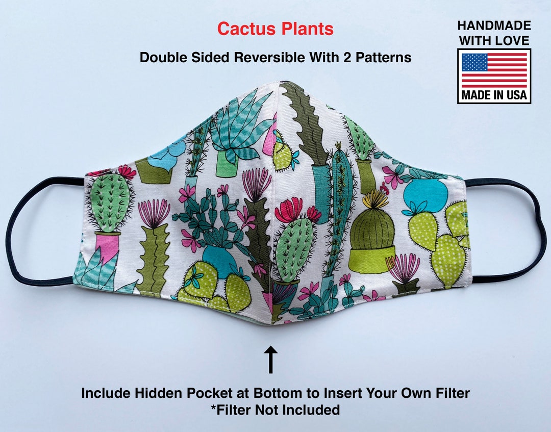 Cactus Plants. Matching Adults & Kids Face Masks - Reversible, Washable ...