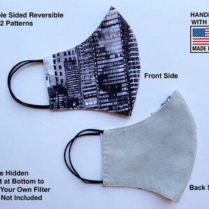 Black and Grey Cityscape. Matching Adults and Kids Face Masks ...