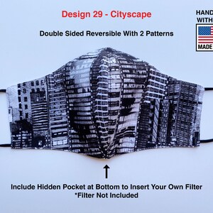 Black and Grey Cityscape. Matching Adults and Kids Face Masks ...