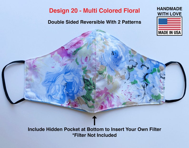 Multi Colored Floral. Matching Adults and Kids Face Masks | Etsy