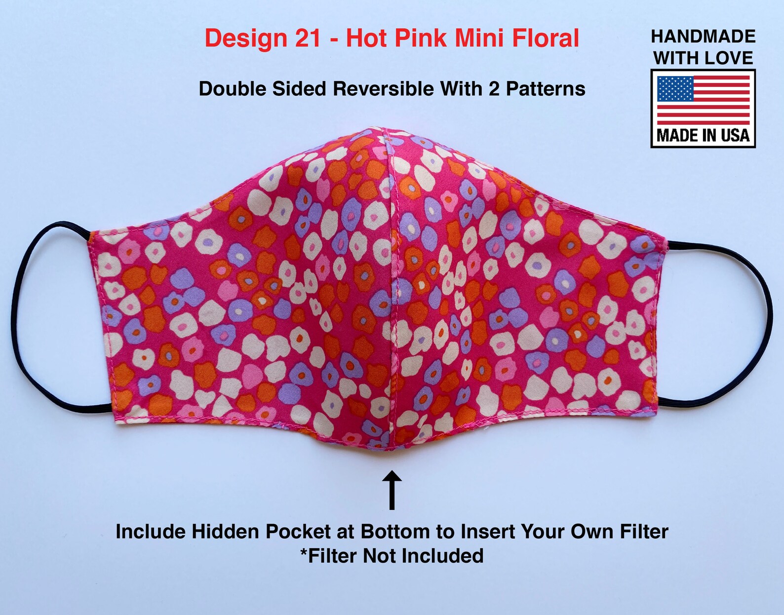 Hot Pink Mini Floral, Flower, Dot. Matching Adults & Kids Face Masks ...