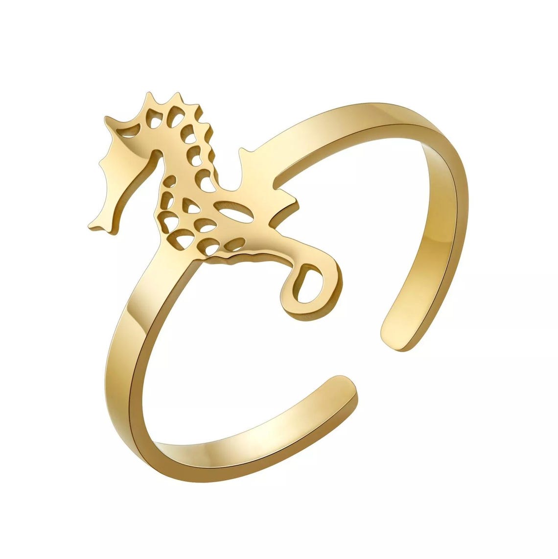 Seahorse Ring, Cute Minimalist Seahorse Jewelry, Horsefish Sea Dragon ...