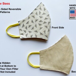 Yellow Honey Bees. Matching Adults and Kids Face Masks - Reversible ...