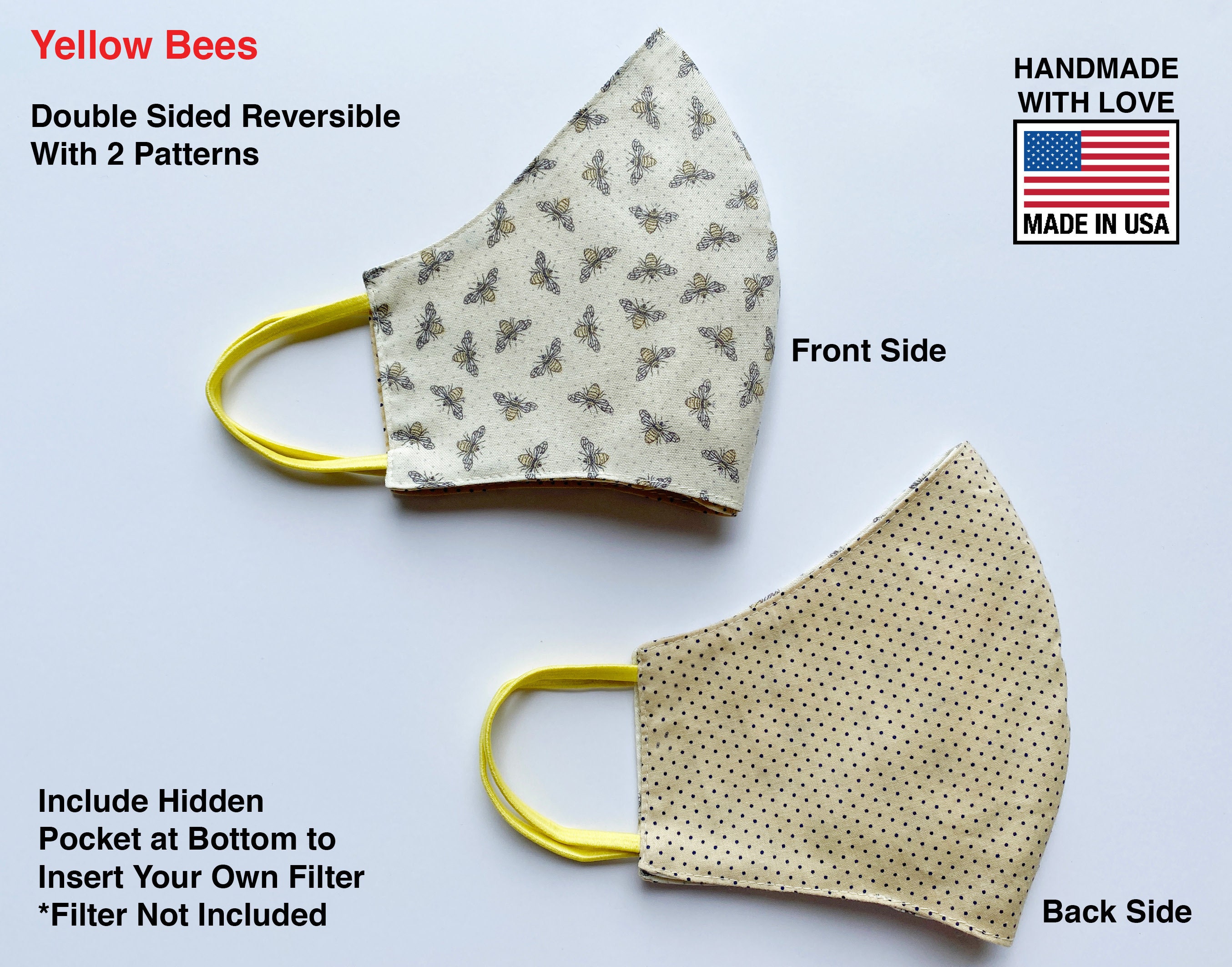 Yellow Honey Bees. Matching Adults and Kids Face Masks | Etsy