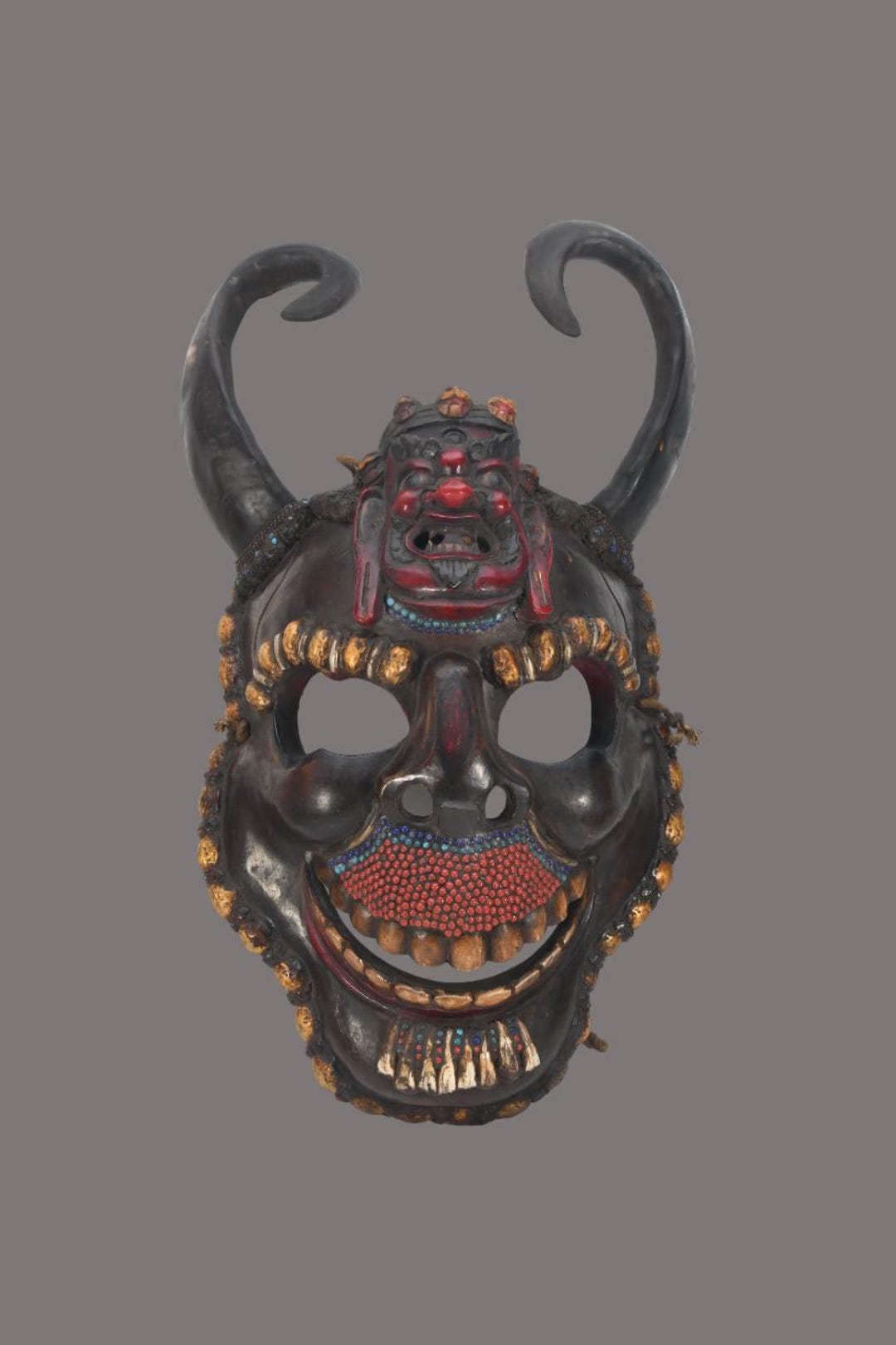Antique Himalayan Shaman Mask: Hand-carved Bhairav Mahakala Crafted ...