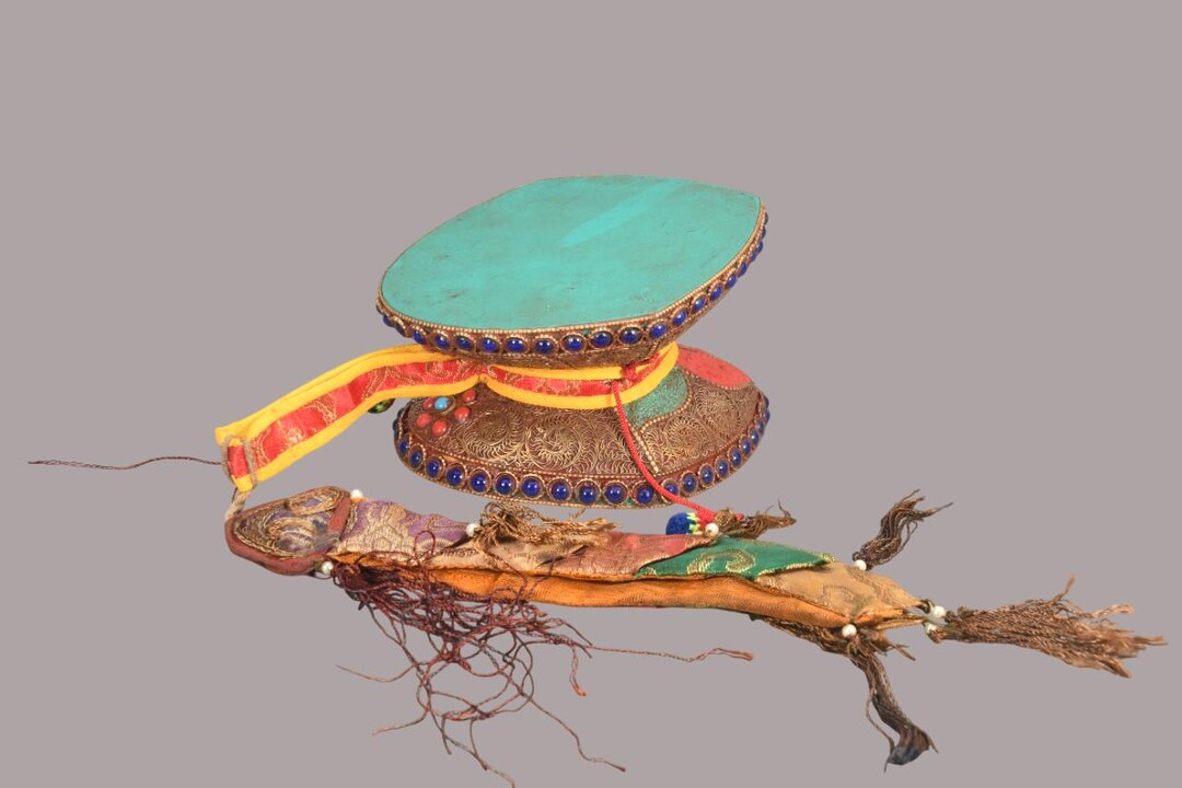 Lord Shiva Antique-style Leather Instrument Handmade Copper Gemstone ...