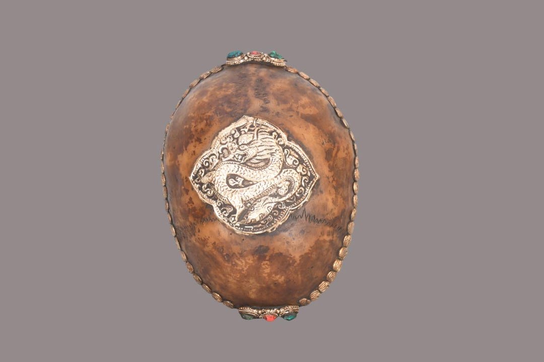 Vintage Tibetan Silver Dragon Kapala Bowl Handcrafted Antique Resin ...