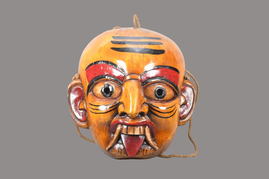 Newari Tribal Wooden Lakhey Mask Handmade Antique Tibetan Wall Hanging ...