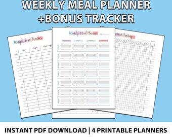 Weekly Meal Planner, 8.5"x11", Food Planner, Planners, Weekly Tracker ...