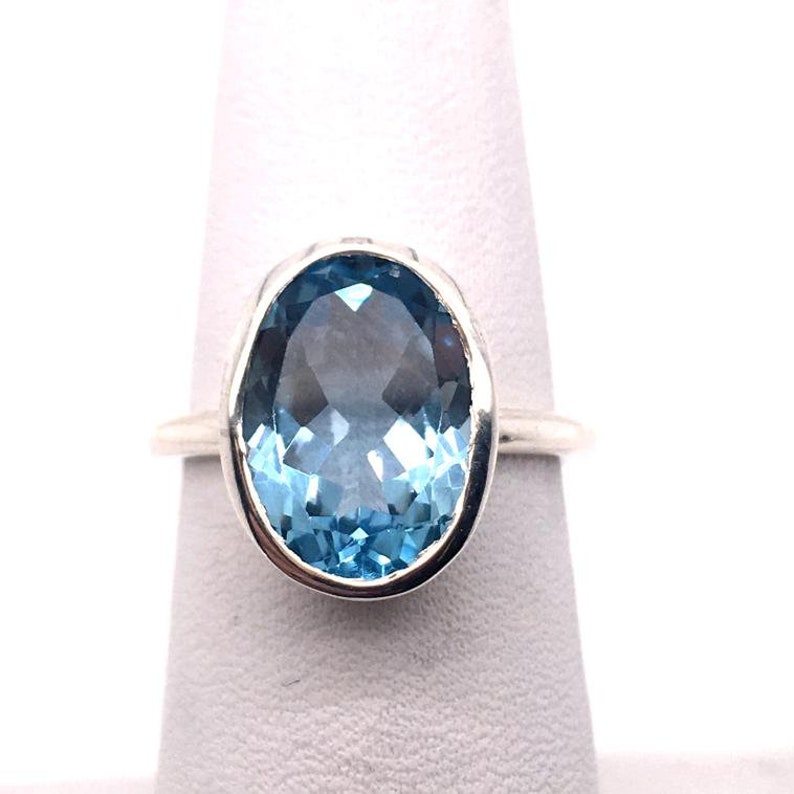 Sterling Silver Gemstone Ring Faceted Gemstone Ring Simple - Etsy