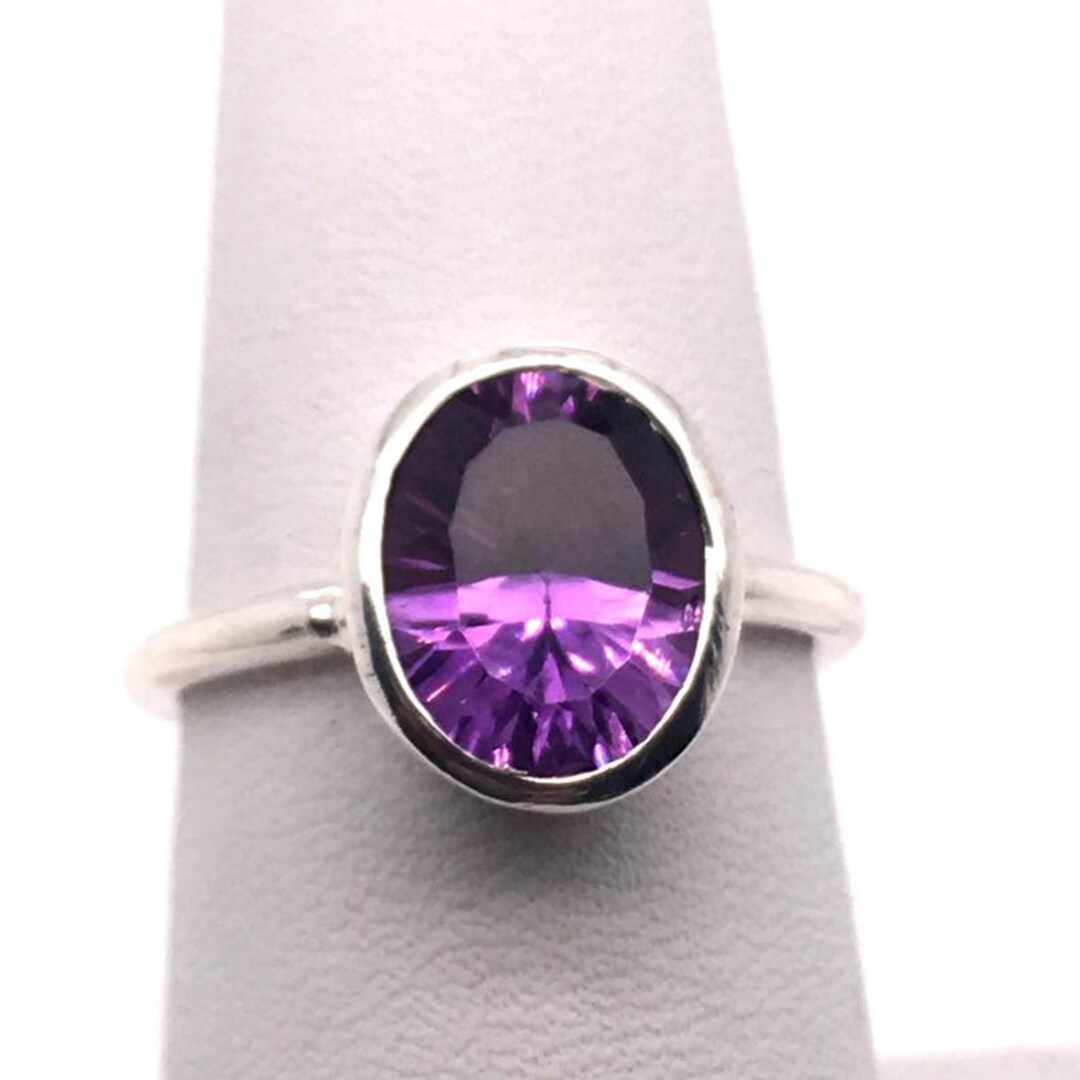 Sterling Silver Gemstone Ring Faceted Gemstone Ring Simple - Etsy