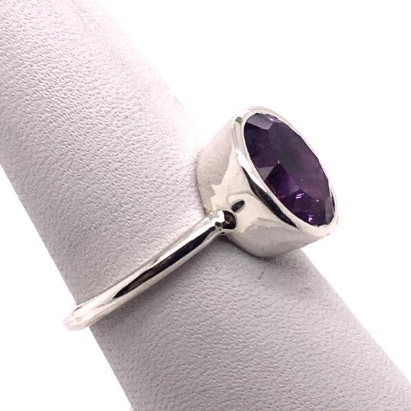 Sterling Silver Gemstone Ring Faceted Gemstone Ring Simple - Etsy