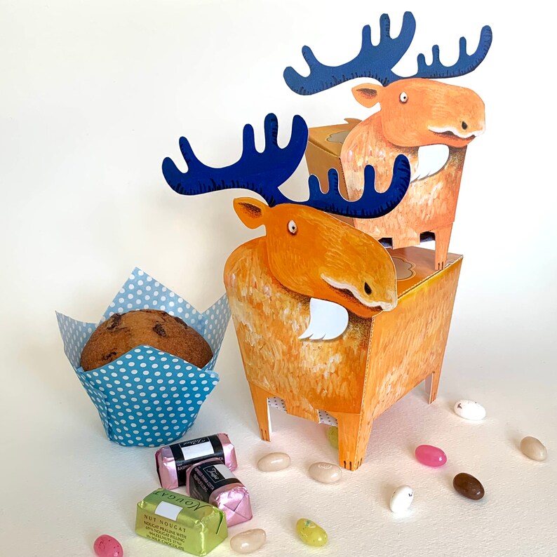 Christmas Moose Favor Box Printable, Xmas Moose Party Box PDF ...
