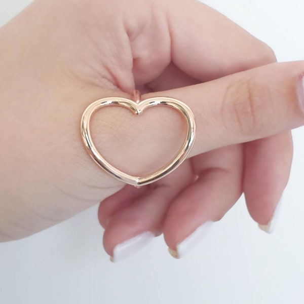 Large Heart Ring - Etsy