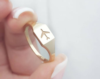 Gold Airplane Ring - Etsy