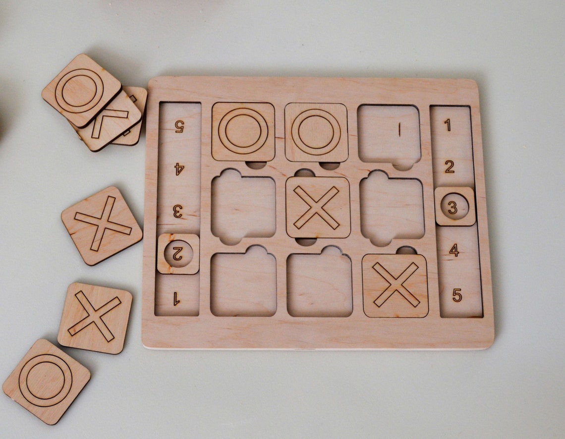Tic Tac Toe Kids Game Wooden Tic Tac Toe Board Puzzle Wooden - Etsy