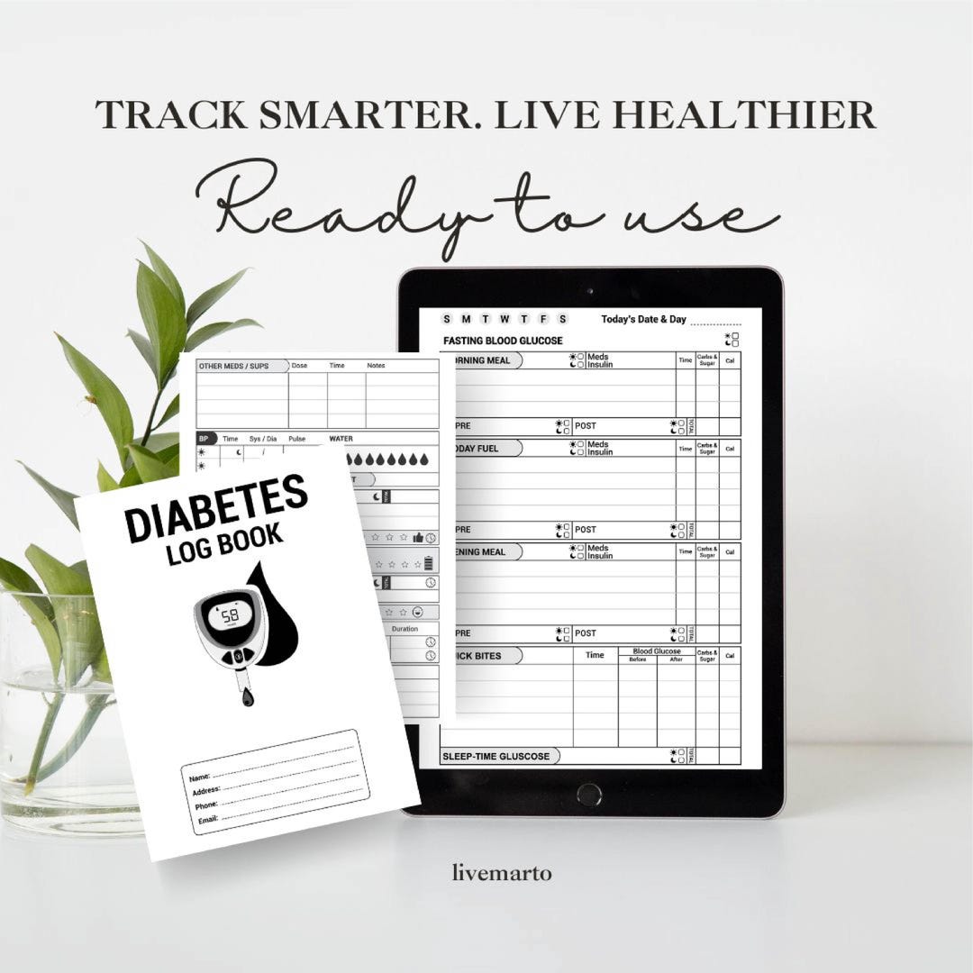 Diabetes Log Book A5 Size Daily Blood Sugar and Insulin Tracker - Etsy