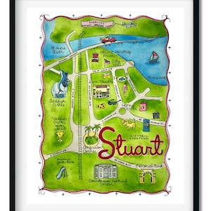 Stuart Florida Map Print – Watercolor Downtown Stuart FL Art - Etsy