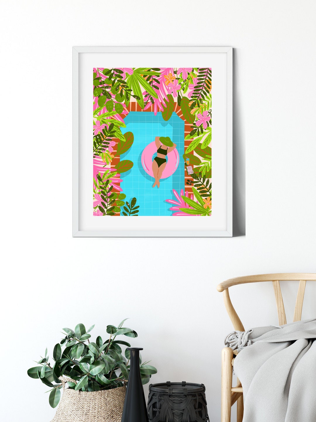 Summer Art - Pool Print - Swimming Pool Art - Tropical Print ...